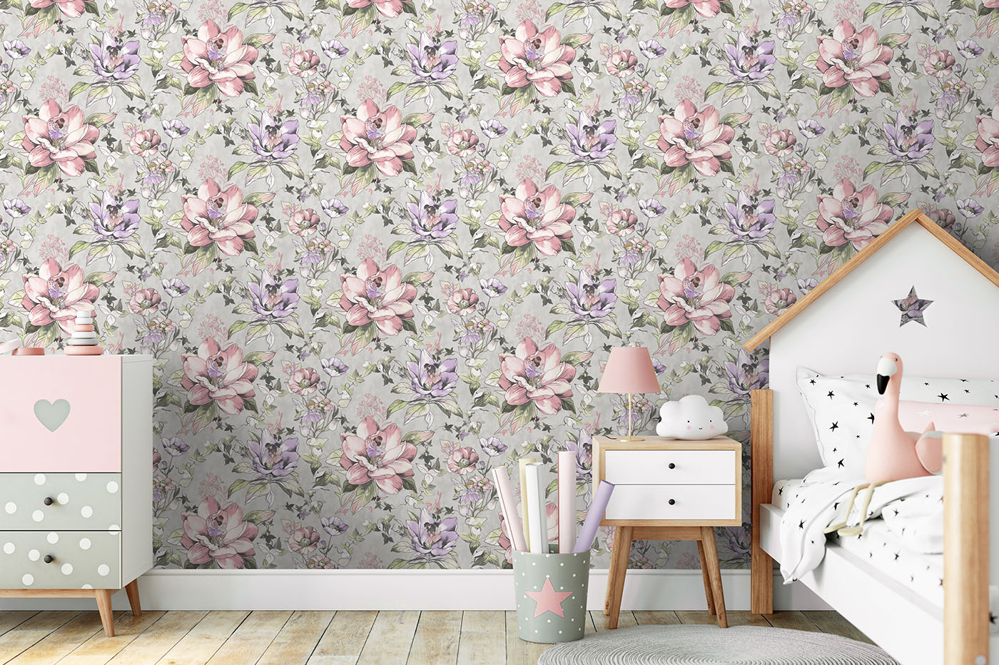 Floral Fairies Grey tapet | Colorama