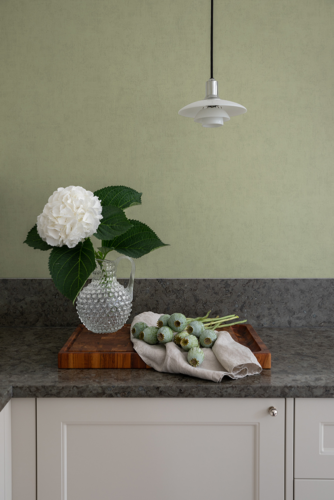 Kalk 3, ljusgrön melerad tapet | Colorama